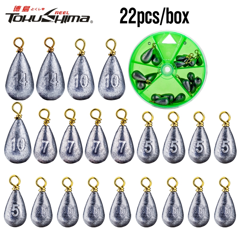 Fishing Weights Sinkers Kit 22pcs/Box 3.5-14g Assorted Bass Casting ...