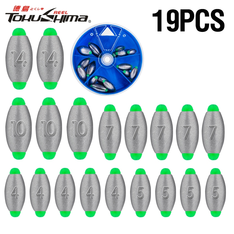 19PCS Fishing Lead Sinker Fishing Line Weights Sinkers 4g 5g 7g 10g 14g ...