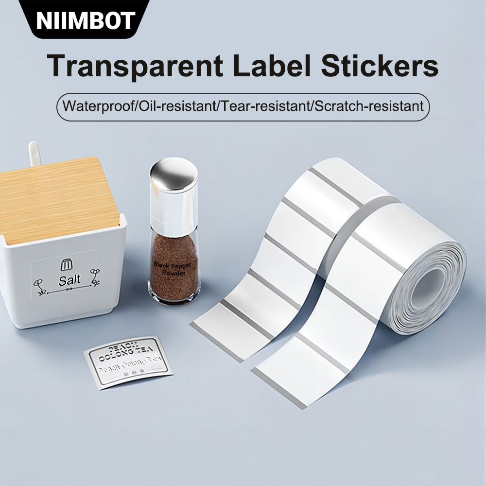 NIIMBOT B21 B1 B203 Label Printing Paper Transparent Name Sticker Sticker Waterproof Self ...
