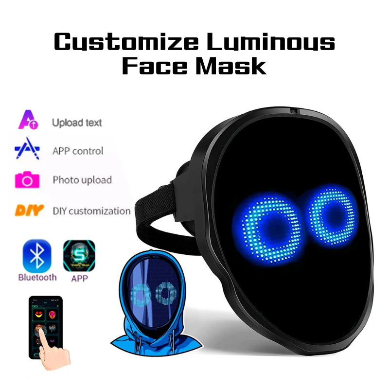 LED Mask RGB Full-Color Luminous Face Transforming Mask DIY Editing ...