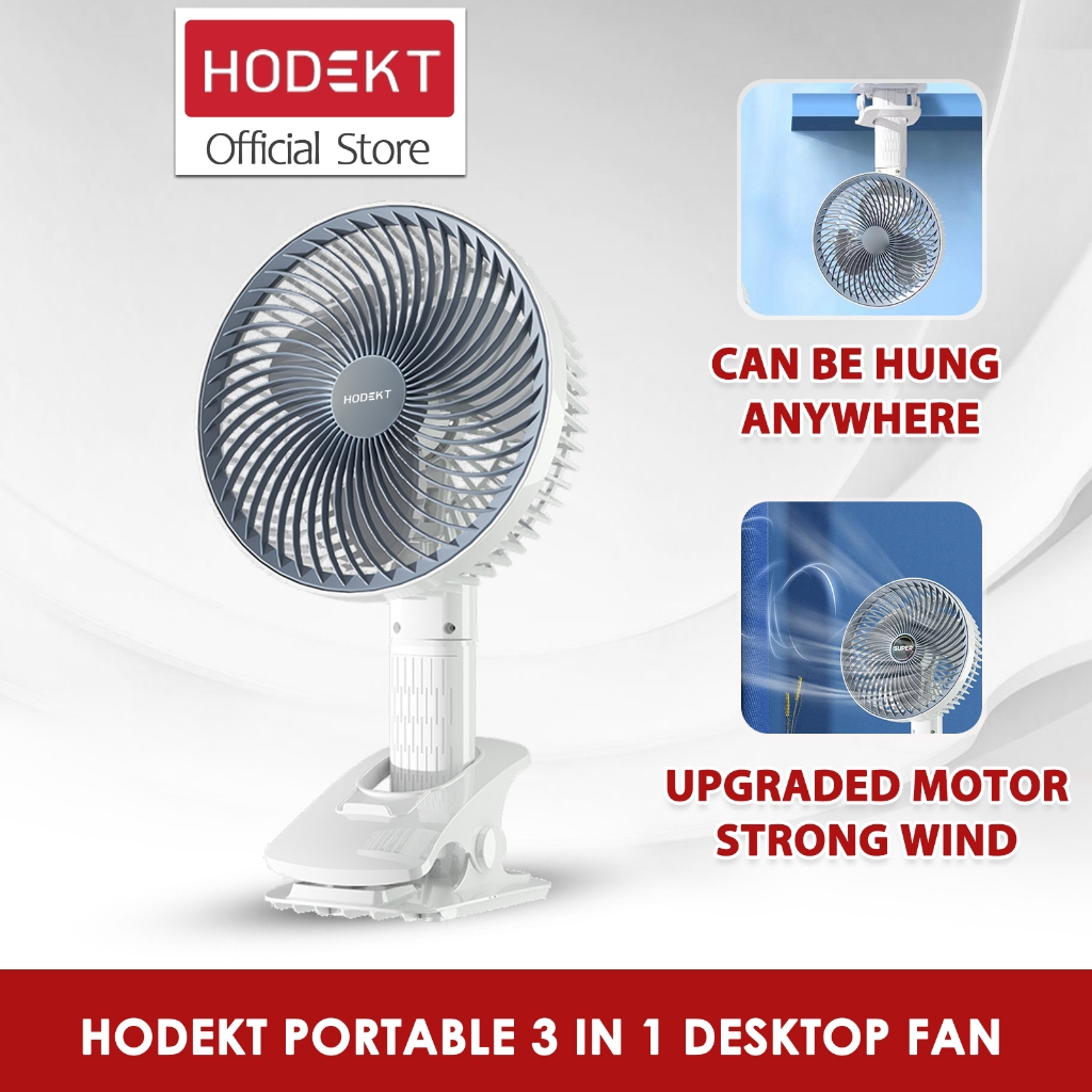 HODEKT Portable Desktop Handheld Electric Fan Multifunctional Fold Clip ...