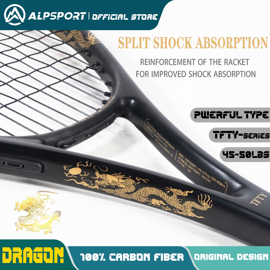 ALPSPORT TFTY JL Dragon Carbon Fiber 280g 50Lbs Tennis Racket For ...