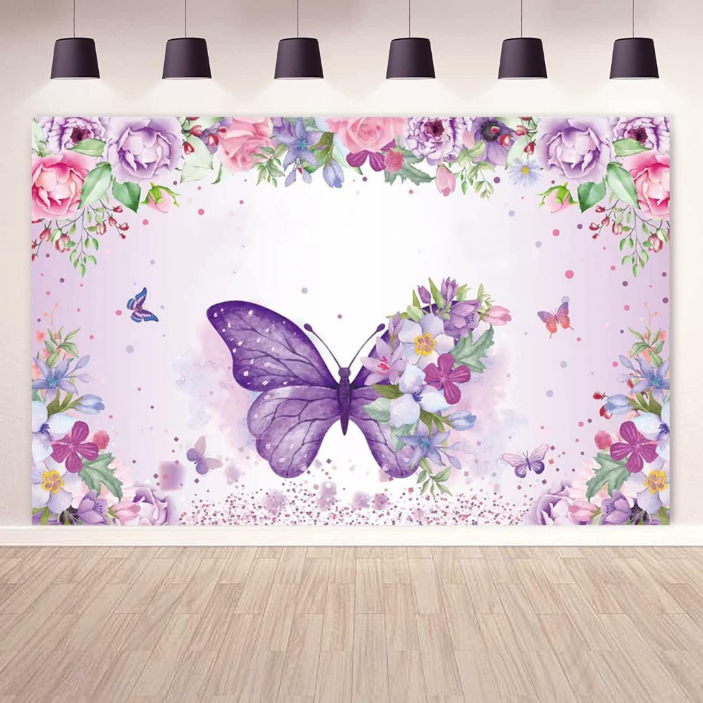Purple Butterfly Purple Photography Backdrop, Purple Butterfly ...