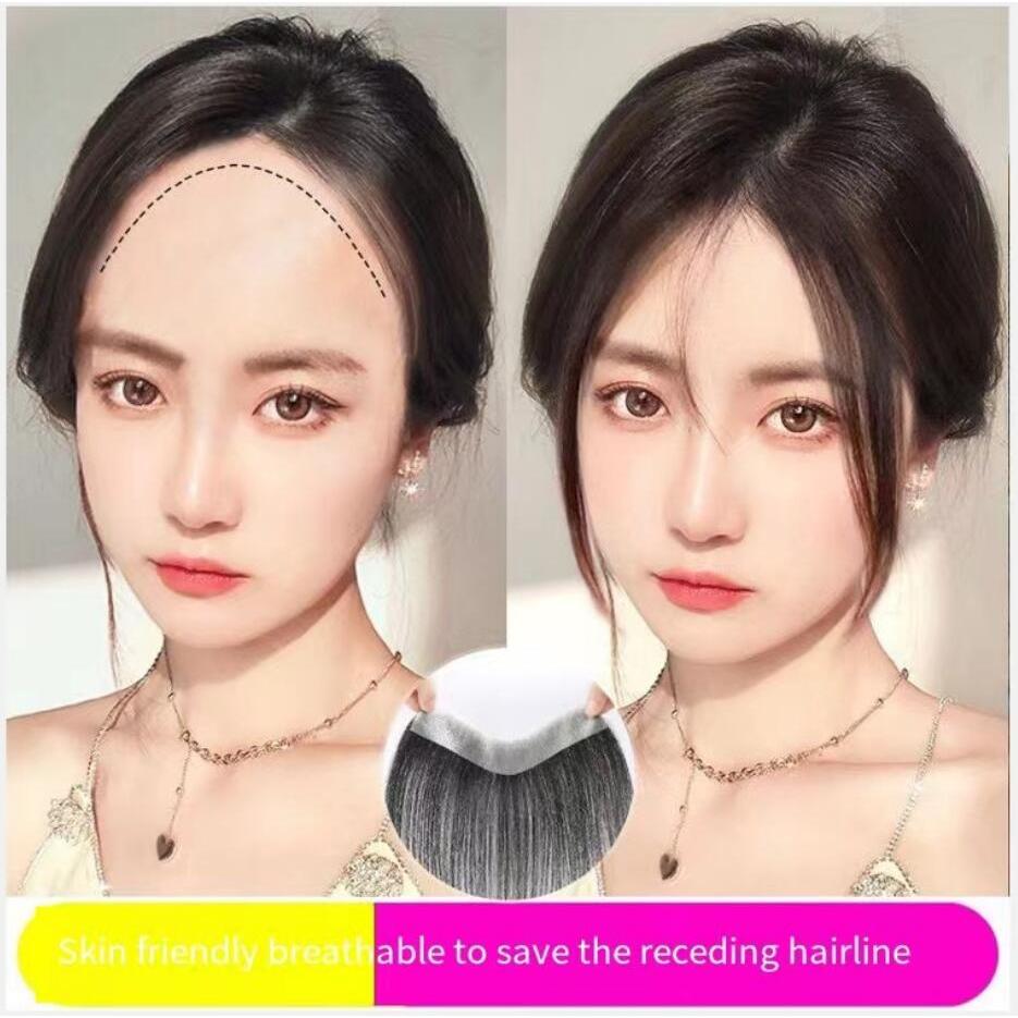 Men's and women's hairline fake hair patch forehead patch piece real ...