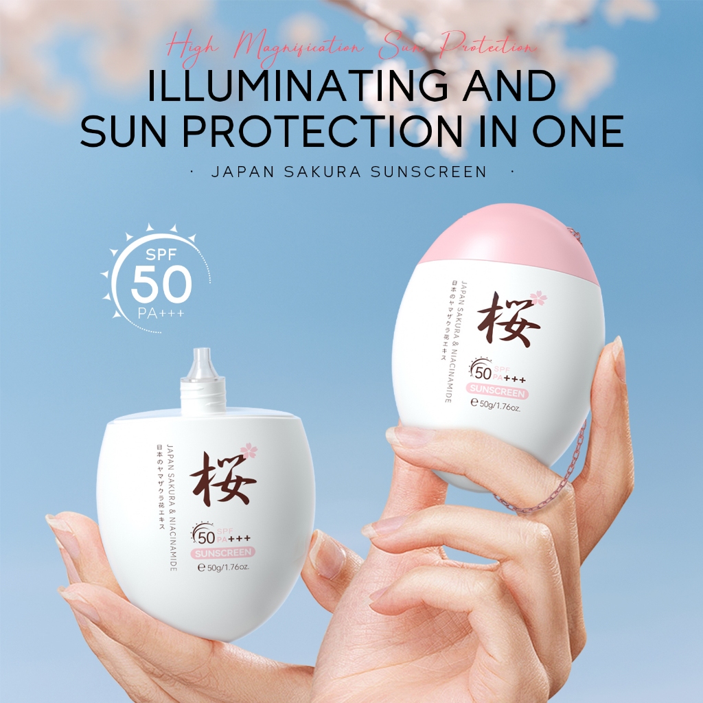 LAIKOU Sakura Niacinamide Sunscreen Whitening Moisturizing SPF50 PA+++ UV Protection Waterproof ...