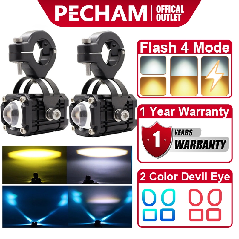 PECHAM 2 Pcs Devil EyeMini driving light Motorcycle MDL Led Light For Motorcycl 4 Mode Blinker ...