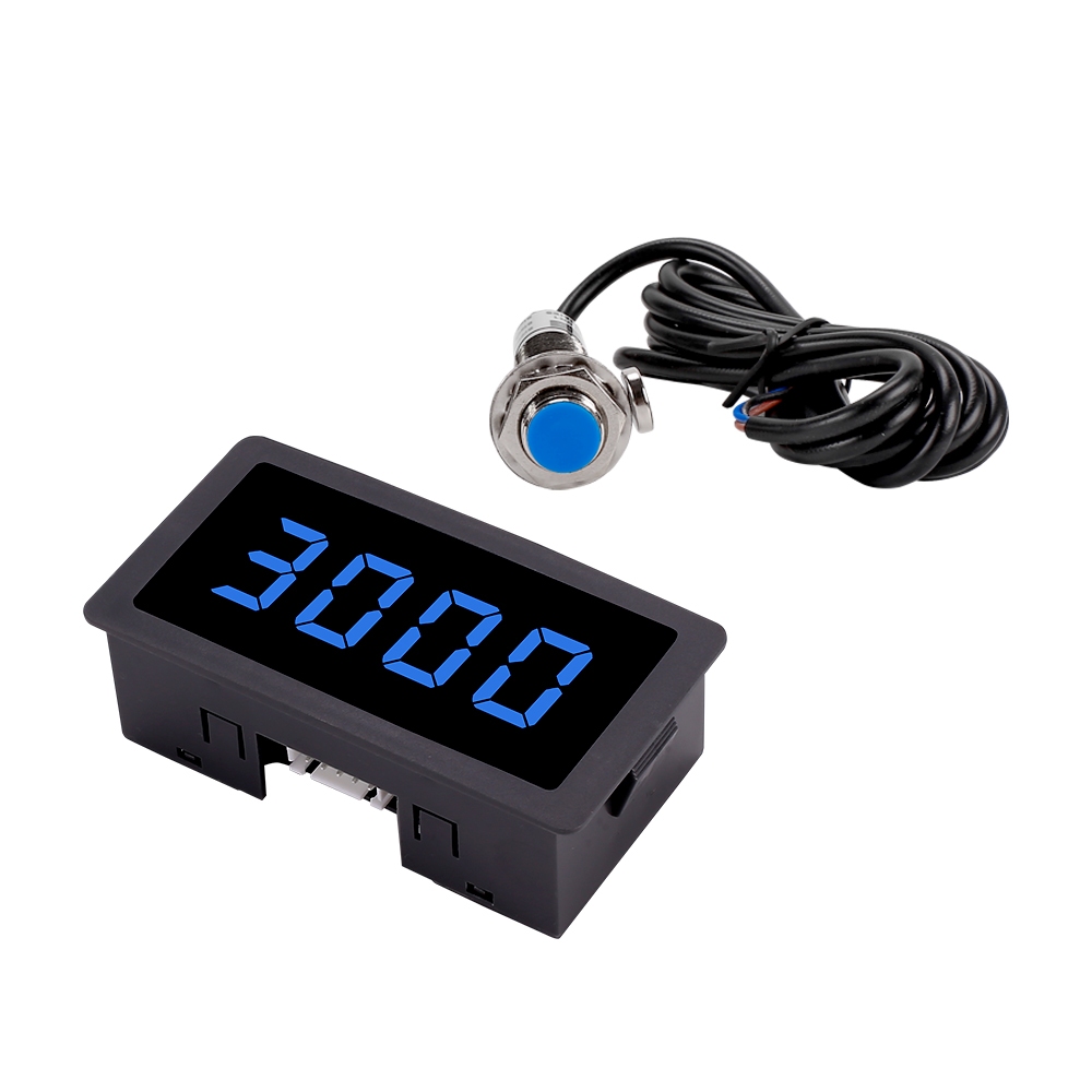 4 Digital LED Red Blue Green Tachometer Gauge RPM Speed Meter+Hall ...
