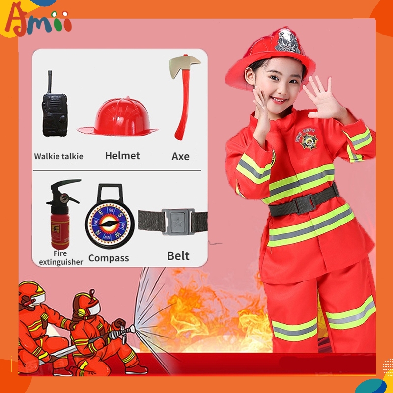 Boys Girls Firefighter Uniform for Campus Activity and Rescue Service ...