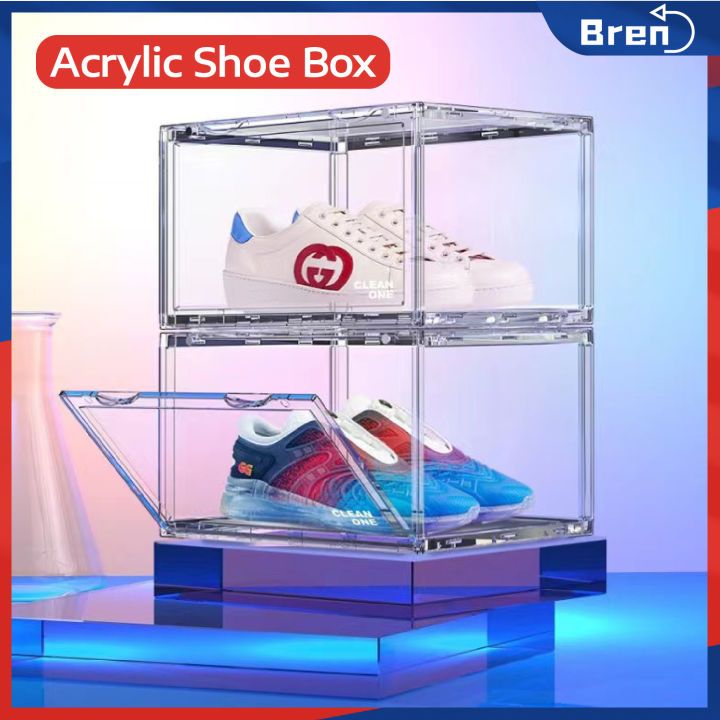 Magnetic Acrylic Shoe Box Side Drop & Front Drop Stackable Shoe Cabinet ...