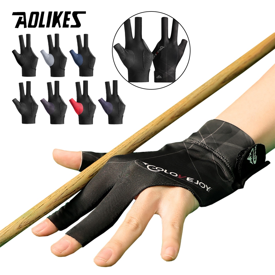 AOLIKES 1Pcs 3 Fingers Pool Gloves Billiards Left Hand Shooters Snooker ...