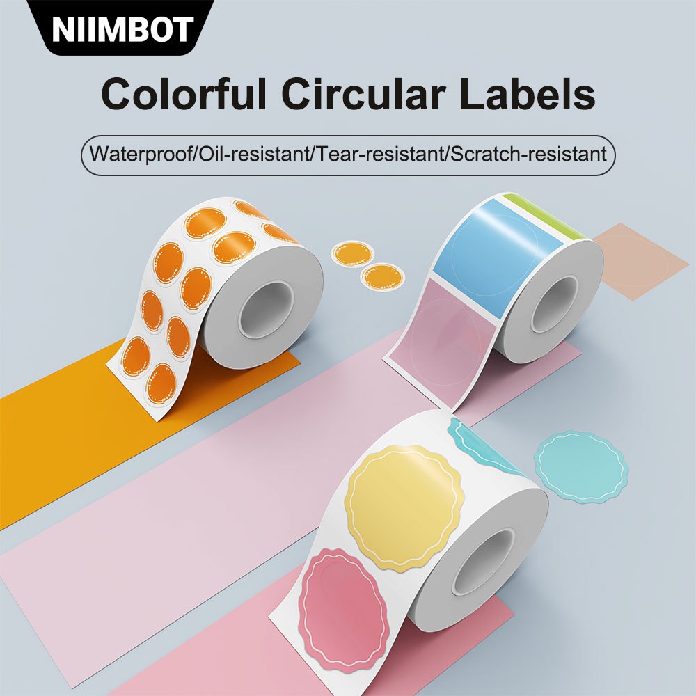 NIIMBOT B21 B1 B203 B3S Colorful round thermal label paper printing food life home ...