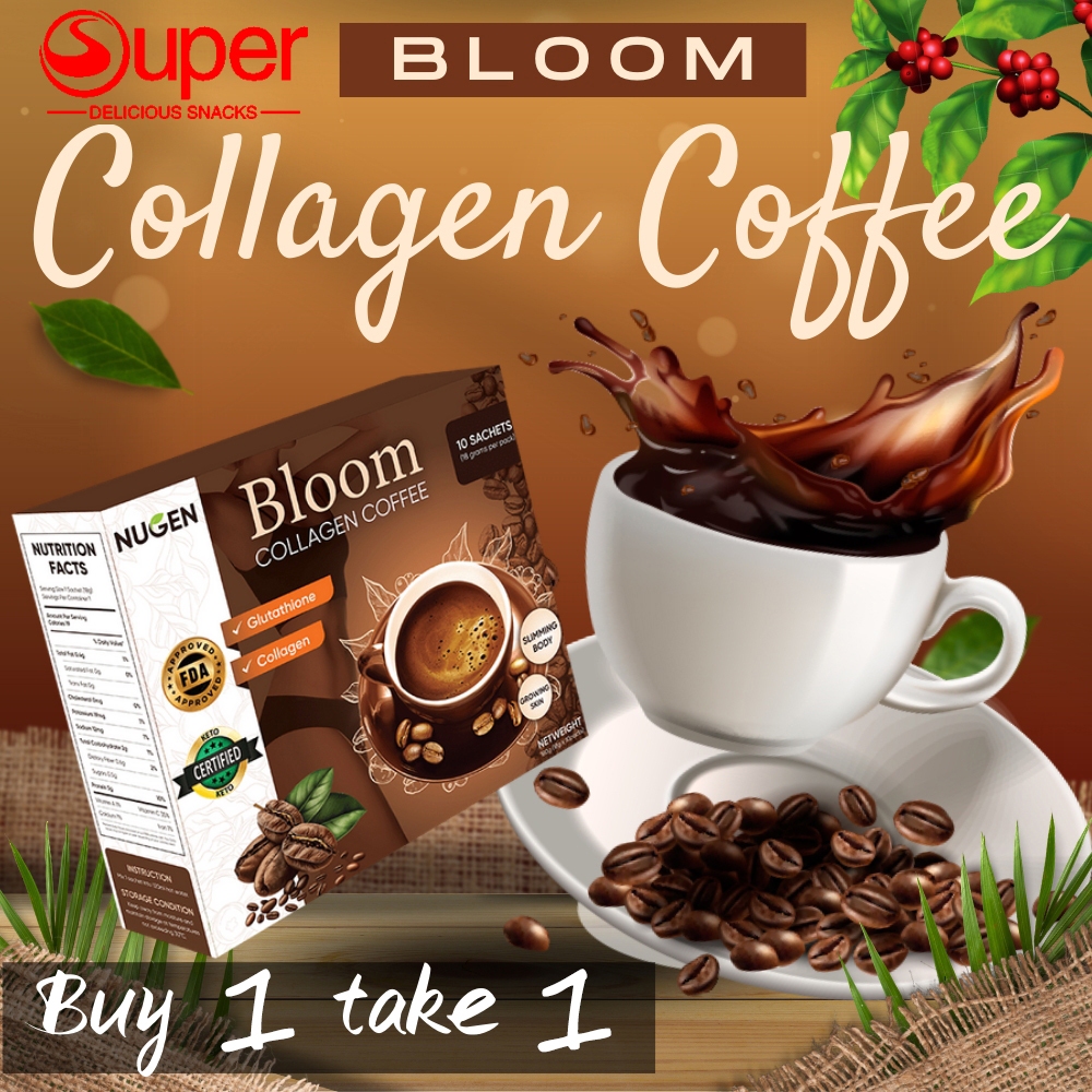 Buy 1 take 1 Nugen Bloom Collagen Coffee Original 100% Collagen Drink ...