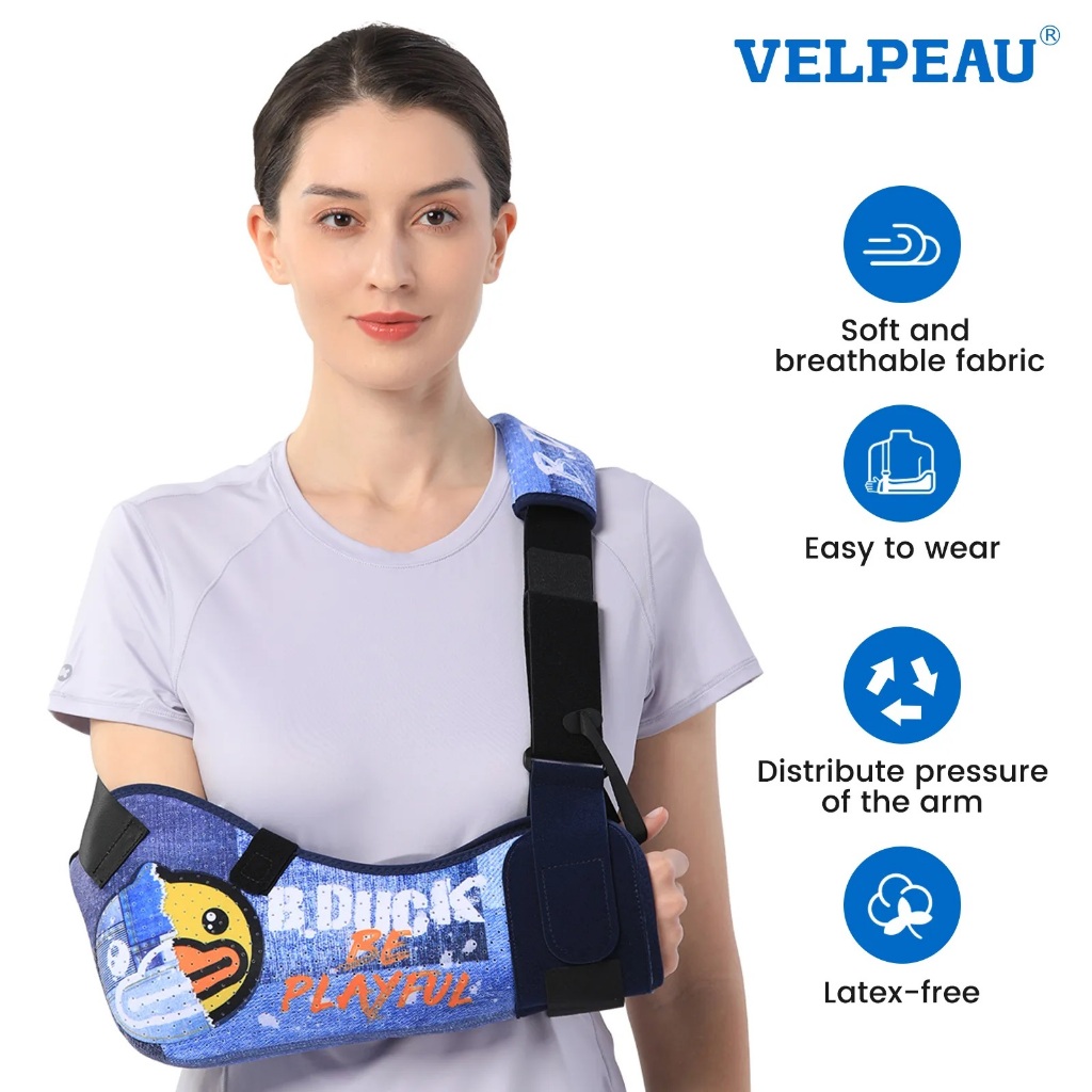 VELPEAU Arm Sling with Waist Strap & Padding, Rotator Cuff Support ...