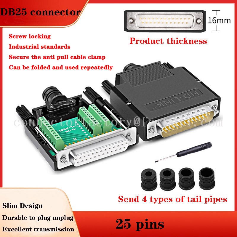 DB25 male and female solderless connectors, industrial plugs and ...