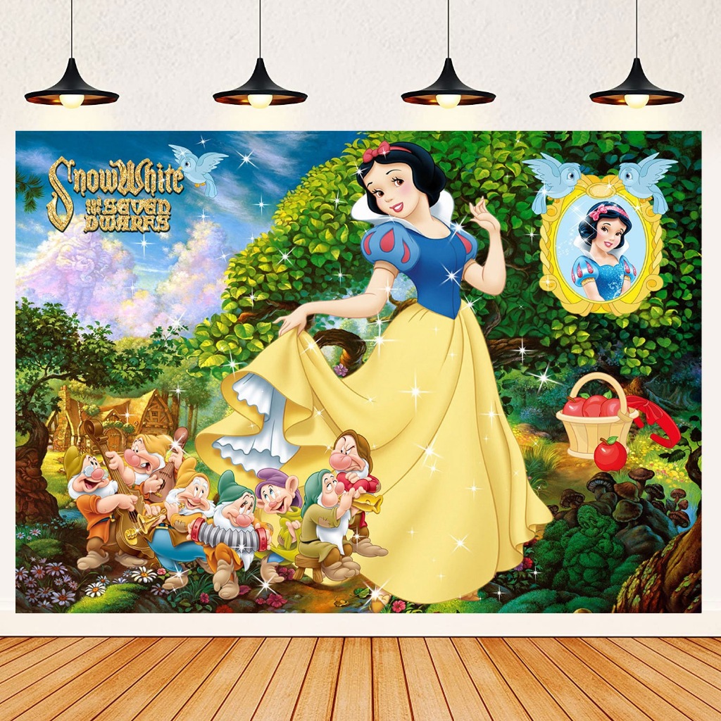 120*80cm Snow White Backdrop Enchanted Forest Snow White and The Seven ...