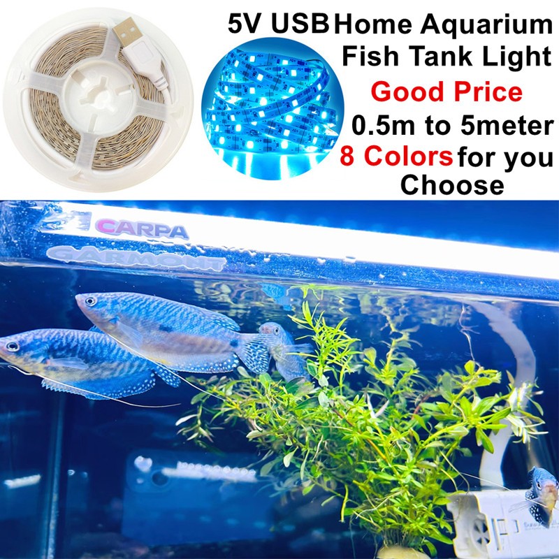 5V USB LED Fish Tank Light 0.5m 1m 2m 3m 5m Safe Touch and Easy Install ...
