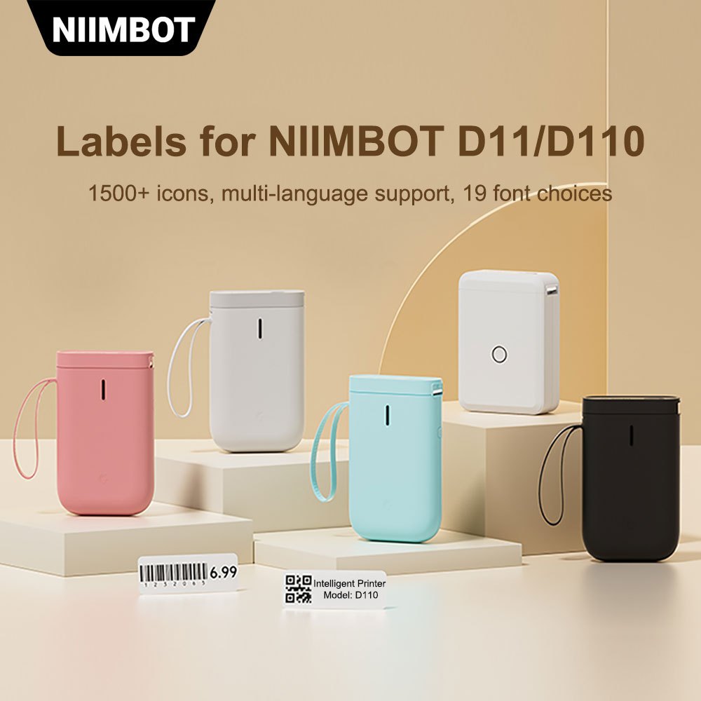 NIIMBOT D11 D110 Portable Label Printer Calbe Label Maker Tape Nimbot D11 D110 Thermal Printer ...
