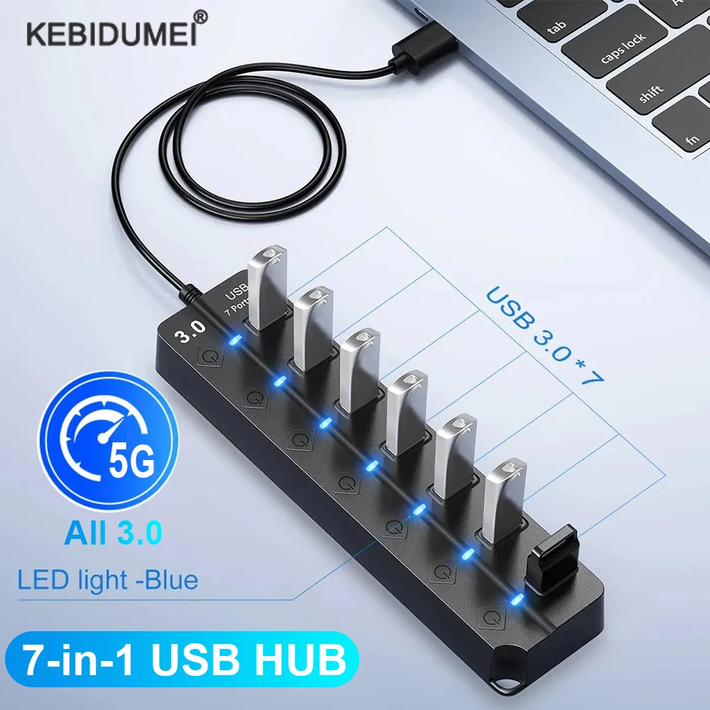 7-IN-1 USB 3.0 HUB 5Gbps High Speed USB Docking Station Extender USB ...