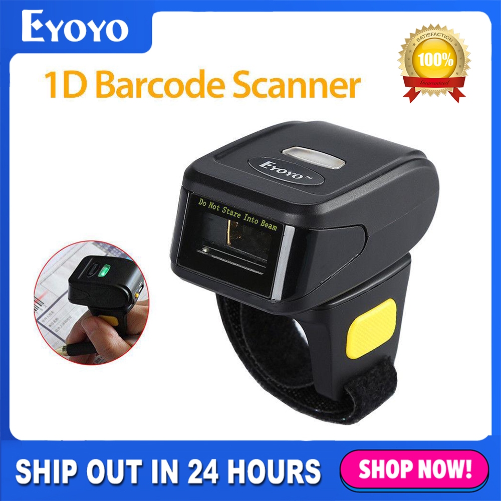 Eyoyo 1D Bluetooth Barcode Scanner Portable Wearable Ring Bar Code ...
