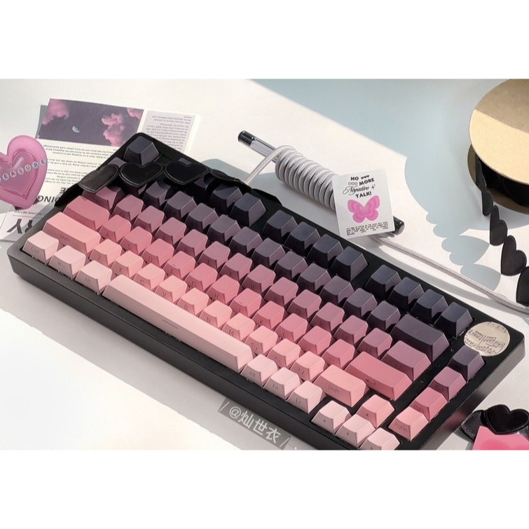 138 Keys Black Pink Keycaps Cherry Height PBT Material Side engraved ...