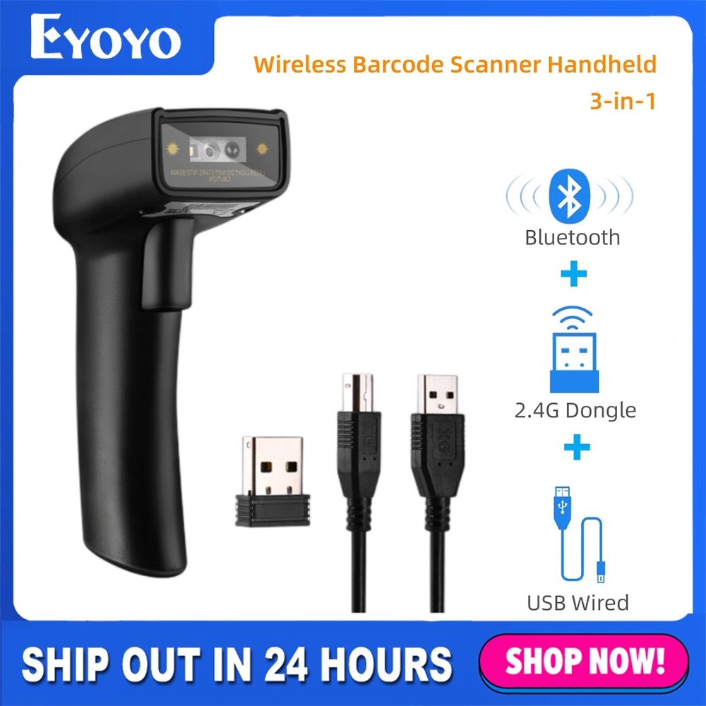 Eyoyo Bluetooth 1D 2D Barcode Scanner 2 in 1 Wireless Barcode Scanner ...