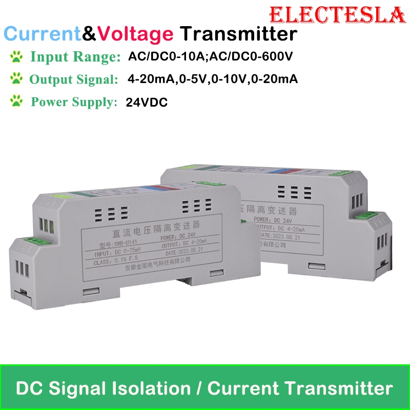 DC Voltage Transmitter 50V/100V/200V/500V/1000V Transducer 4-20mA 0-10V Output DC24V Power ...