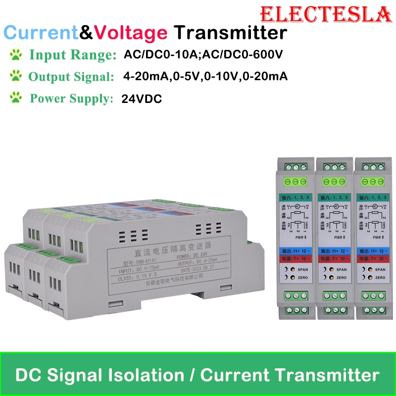 AC DC Voltage Transmitter 0-1000V to 4-20mA 0-10V Voltage Transducer DC ...