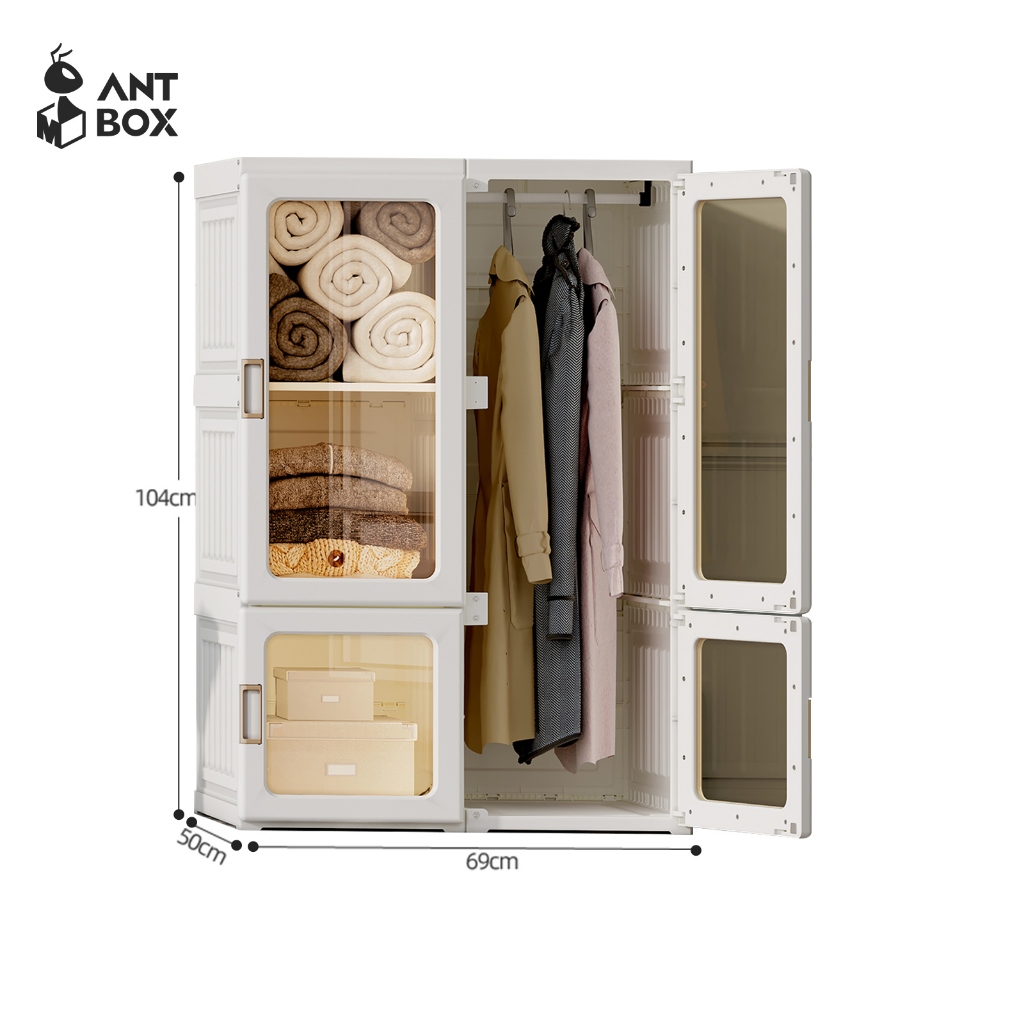 ANTBOX Clothes Cabinet Wardrobe 360L-890L Large Storage Capacity ...
