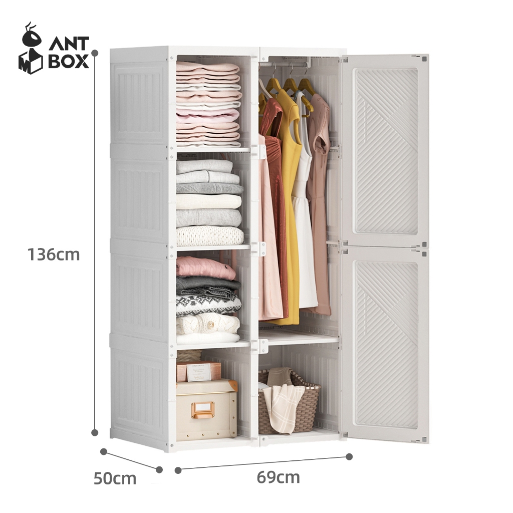 ANTBOX Clothes Cabinet Wardrobe 360L-890L Large Storage Capacity ...
