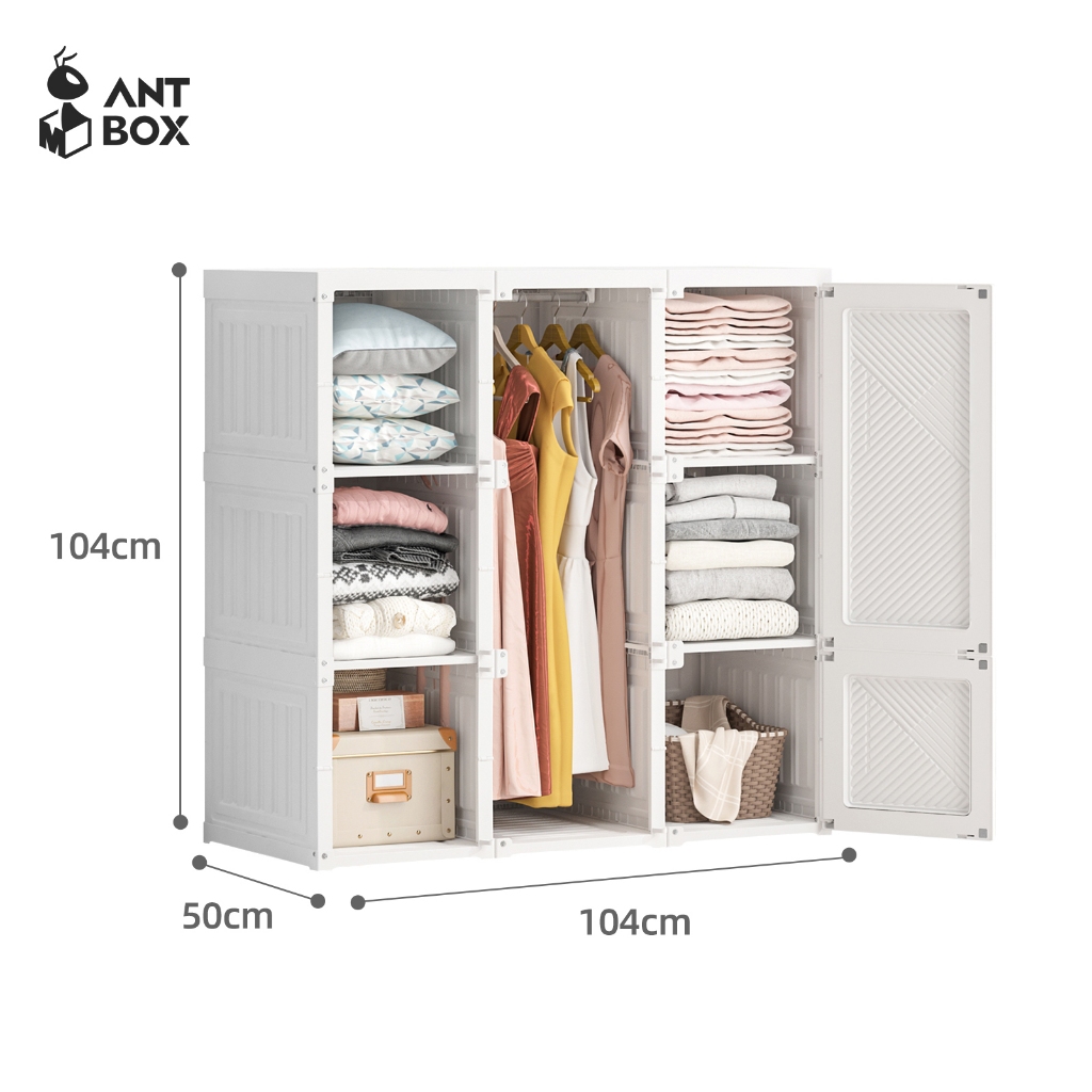 ANTBOX Clothes Cabinet Wardrobe 360L-890L Large Storage Capacity ...