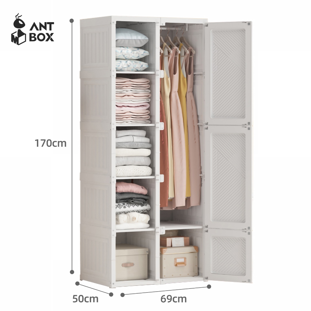 ANTBOX Clothes Cabinet Wardrobe 360L-890L Large Storage Capacity ...