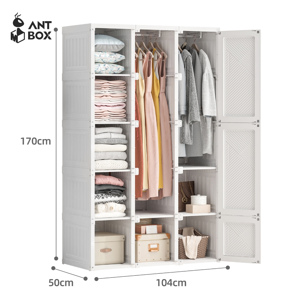 ANTBOX Clothes Cabinet Wardrobe 360L-890L Large Storage Capacity ...