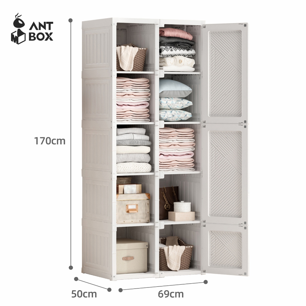 ANTBOX Clothes Cabinet Wardrobe 360L-890L Large Storage Capacity ...