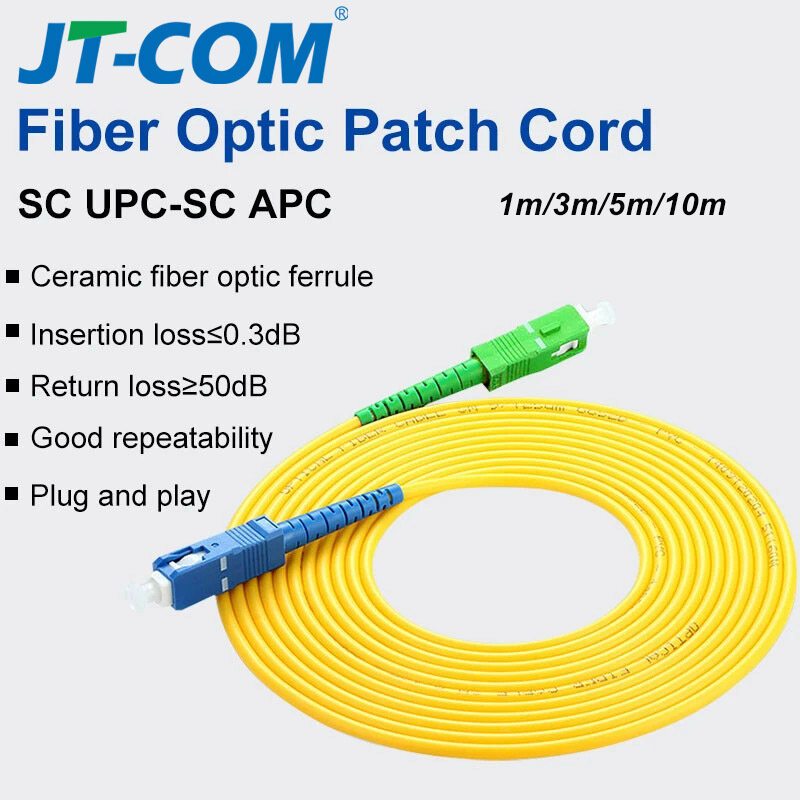 JT-COM SC/APC-SC/UPC Fiber Patch Cord 2.0mm PVC Simplex single-mode Fiber OpticCable 1m/2m/3m/5m ...