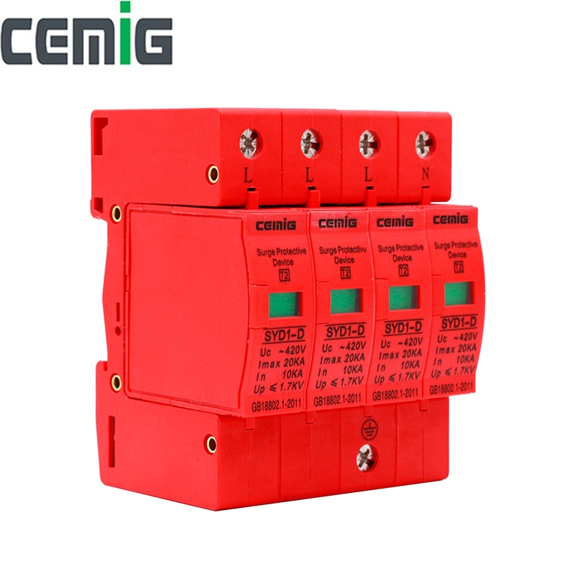 SYD1-D Surge Protector Device SPD 4P AC420V 20kA Low-Voltage Arrester ...