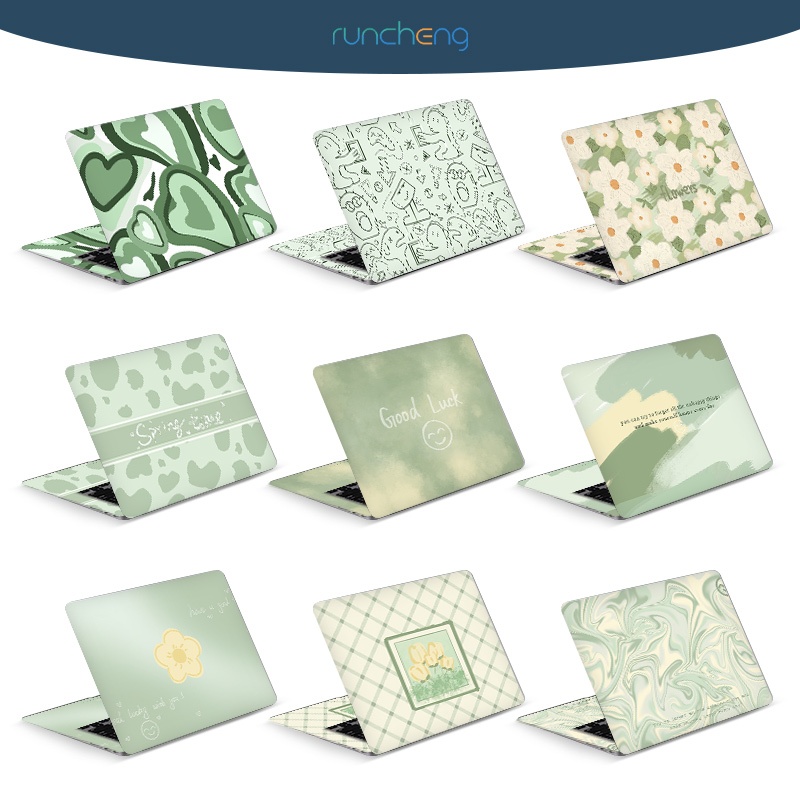 【2pcs】Laptop Cover Sticker Green Style Simple Premium Design Laptop ...