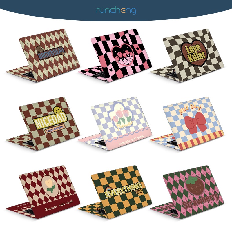 【2pcs】Laptop Cover Sticker Striped Checkered Simple Design Laptop ...