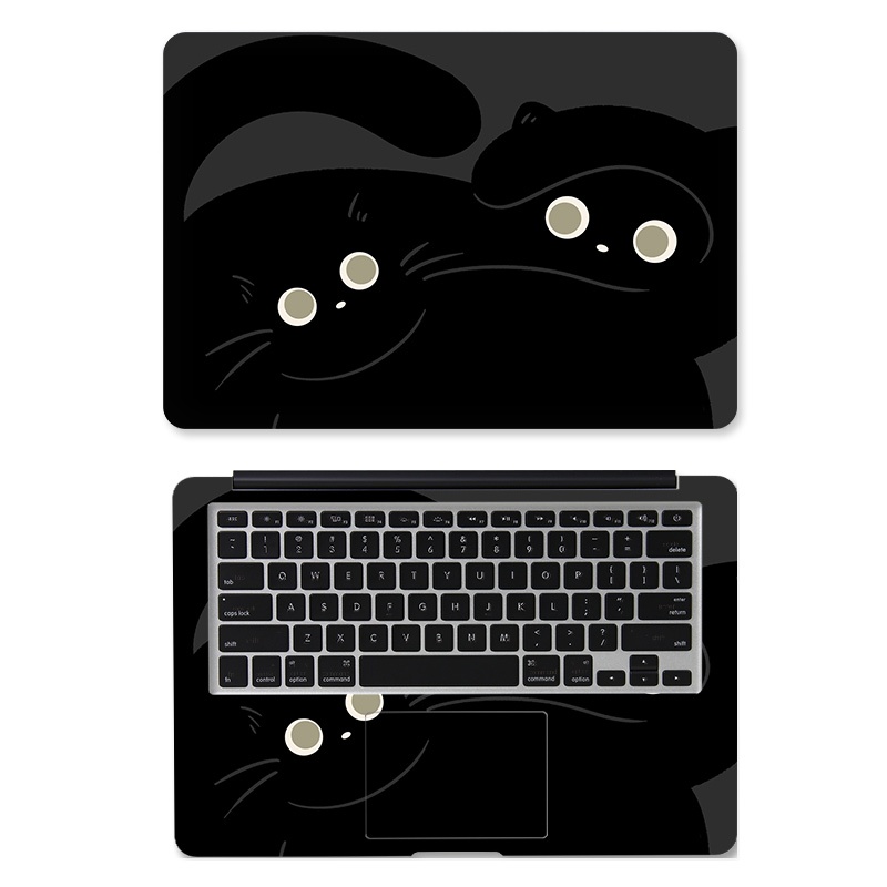 【2pcs】Laptop Cover Sticker Cute Little Black Cat Design Original Hand ...
