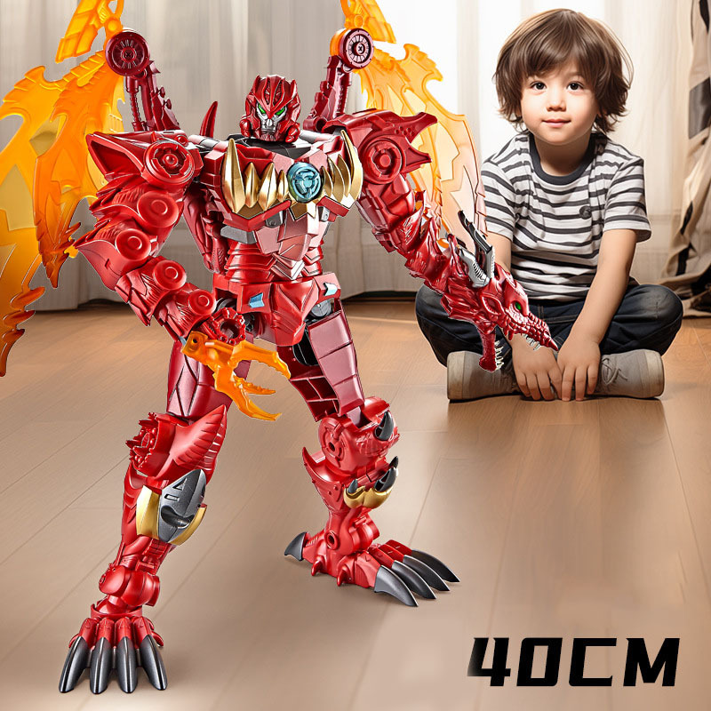 YH 40cm Enlarged Red Dragon Toys Transformation Robot Dinosaur Model ...