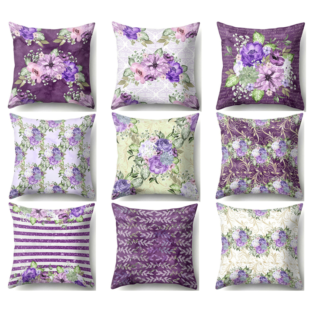 Purple flowers Large Pillowcases cotton polyester 70×70.60×60.45×45.40× ...