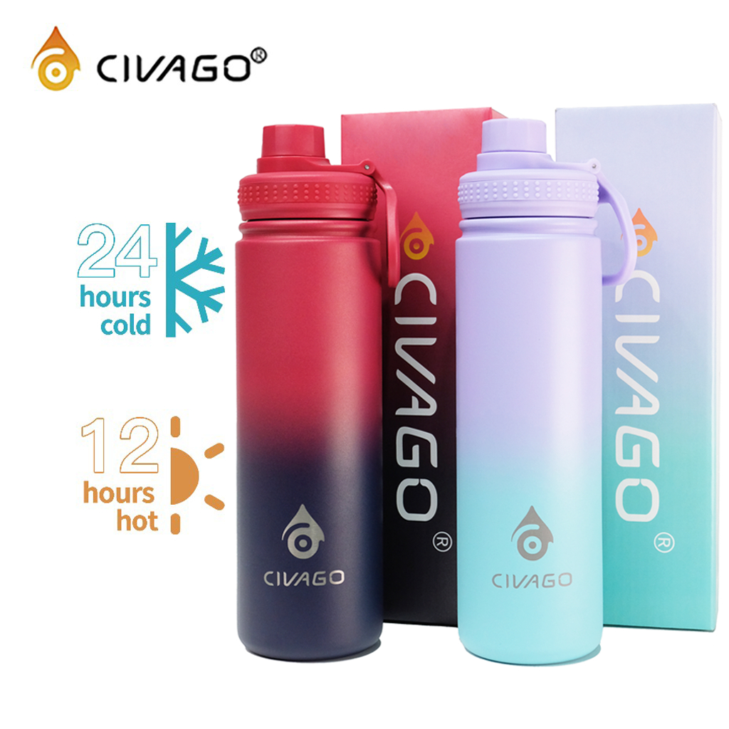CIVAGO（18oz/22oz/32oz/40oz）Wide Mouth with Cap Lid Vacuum Insulated ...