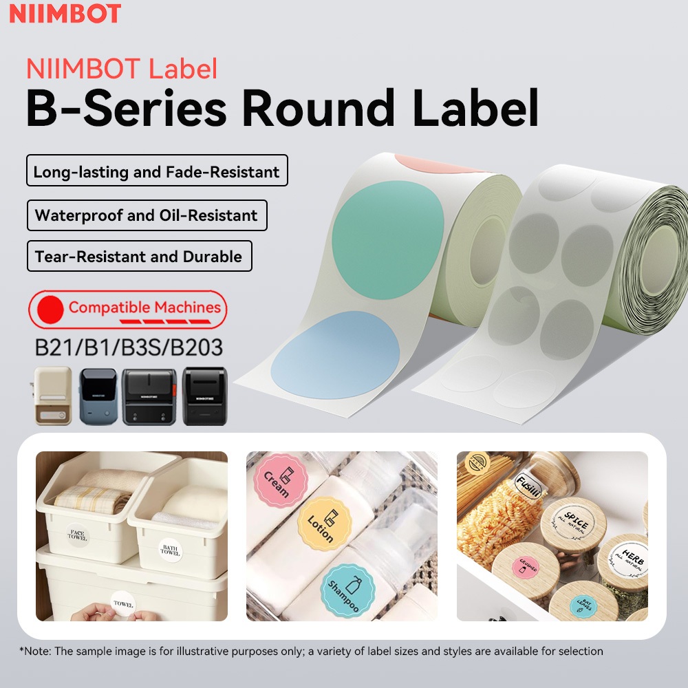 Niimbot B21/B3S White Round Label Printing Paper Thermal Label Paper Three Proof Thermal Paper ...