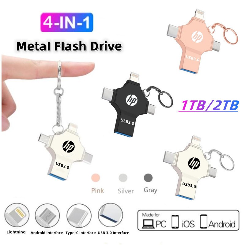 2TB 4 in1 OTG USB3.0 Flash Drive Pendrive 64GB Type-C USB Stick 128GB ...