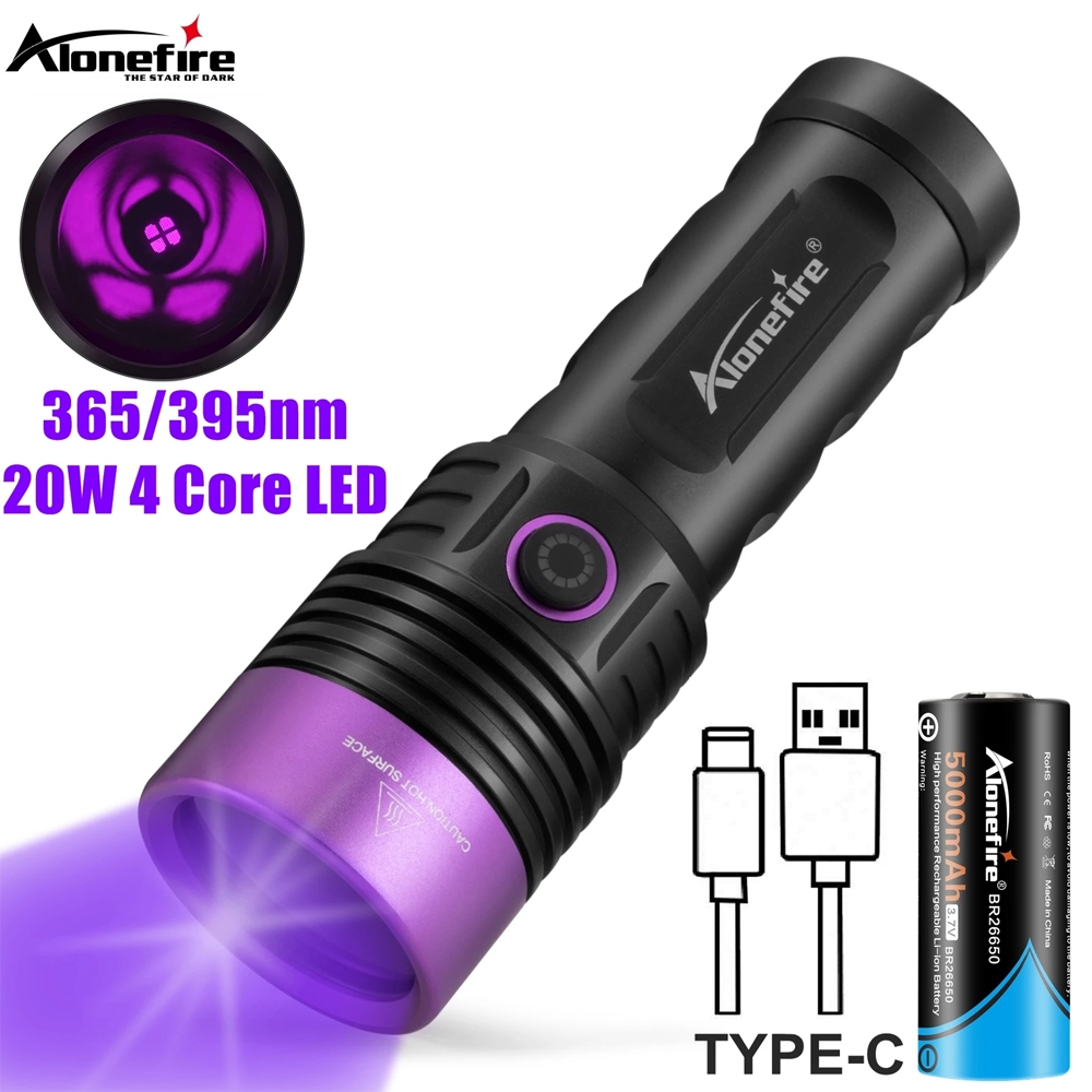AloneFire SV53 20W 365NM UV Flashlight Ultraviolet Blacklight Detector For Pet Urine Dry Stains ...