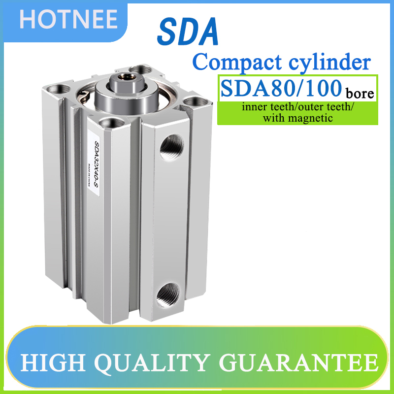 High Quality SDA Pneumatic Air Cylinder 80mm100mm Bore Compact Cylinder ...