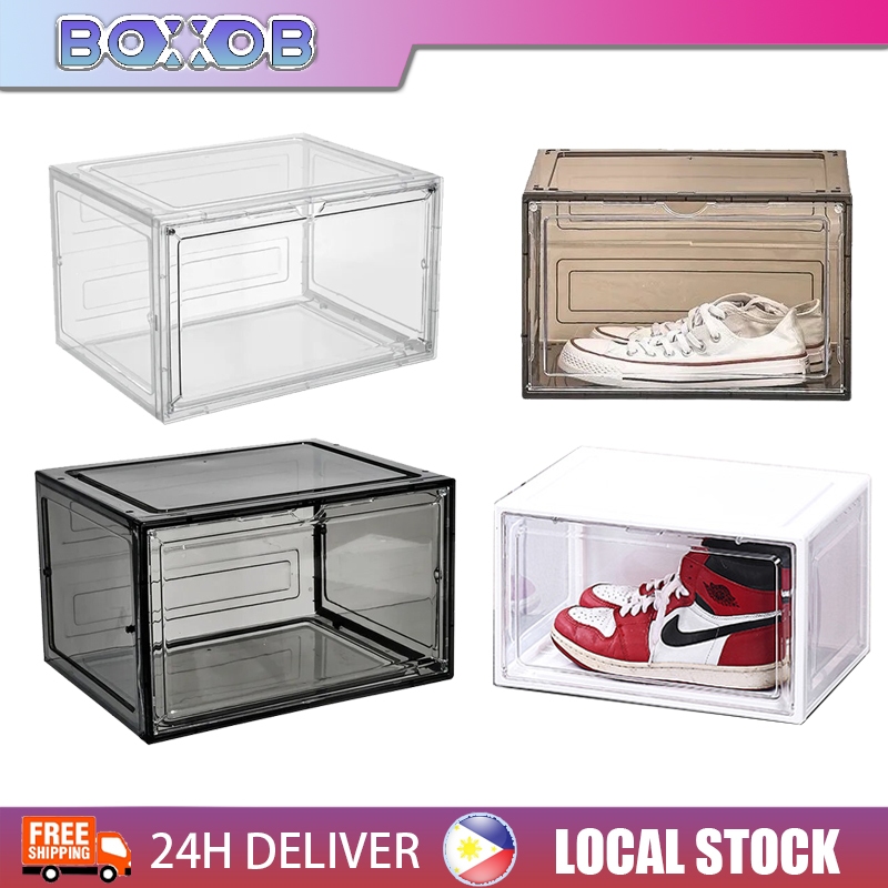 【Ready stock】Transparent Shoe box Plastic Storage Acrylic door magnetic ...