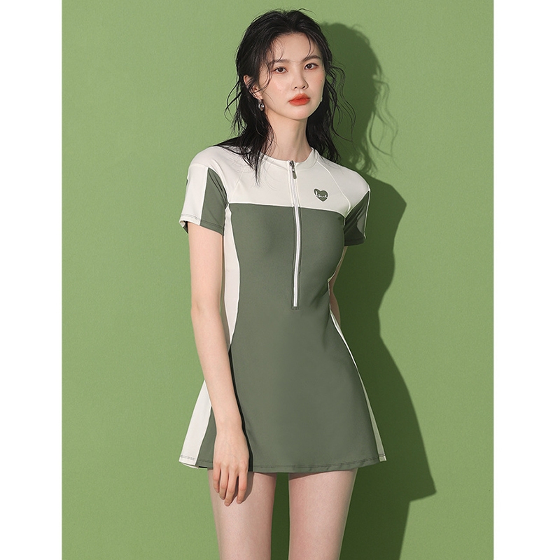 2024 New One-piece rash guard dress Swimsuit for women Students ...