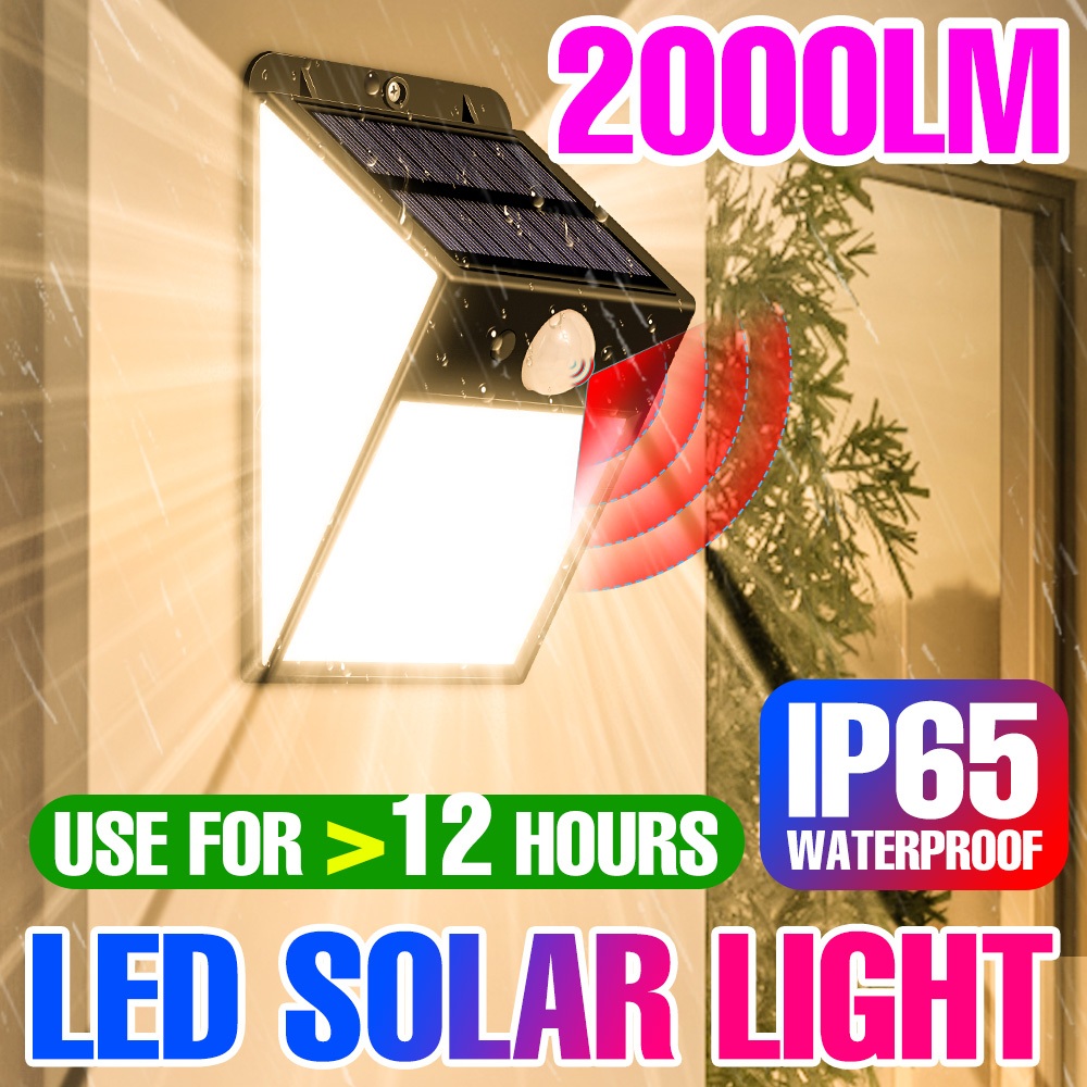 20W LED Outdoor Solar Power Wall Lights 2000LM PIR Motion Sensor Street ...