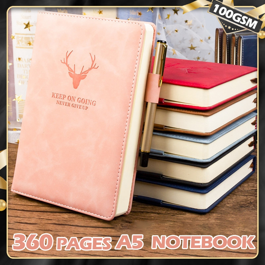 A5 Soft Leather Notebook 360 Pages Retro Notebooks for Agenda Business ...