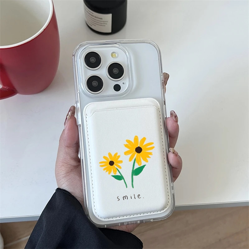 Flower Lovely White Magsafe Type Phone Card Wallet Casing | Shopee ...